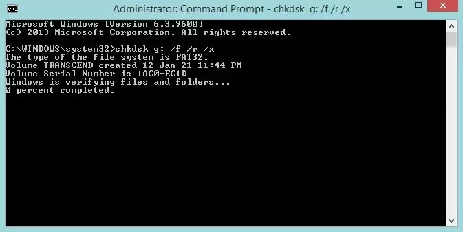 Preverite Disk CMD