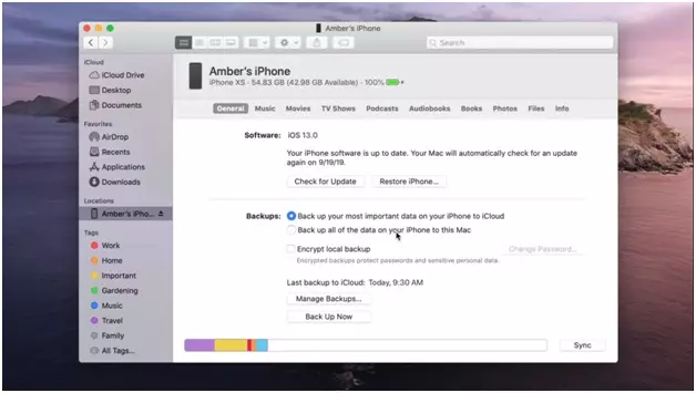 Wéi ee Backup fir iPhone oder iPad op Mac an MacOS Catalina ausféieren andeems Dir Finder benotzt