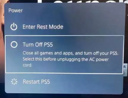 اپنے PS5 کو تھوڑی دیر کے لیے بند کر دیں۔