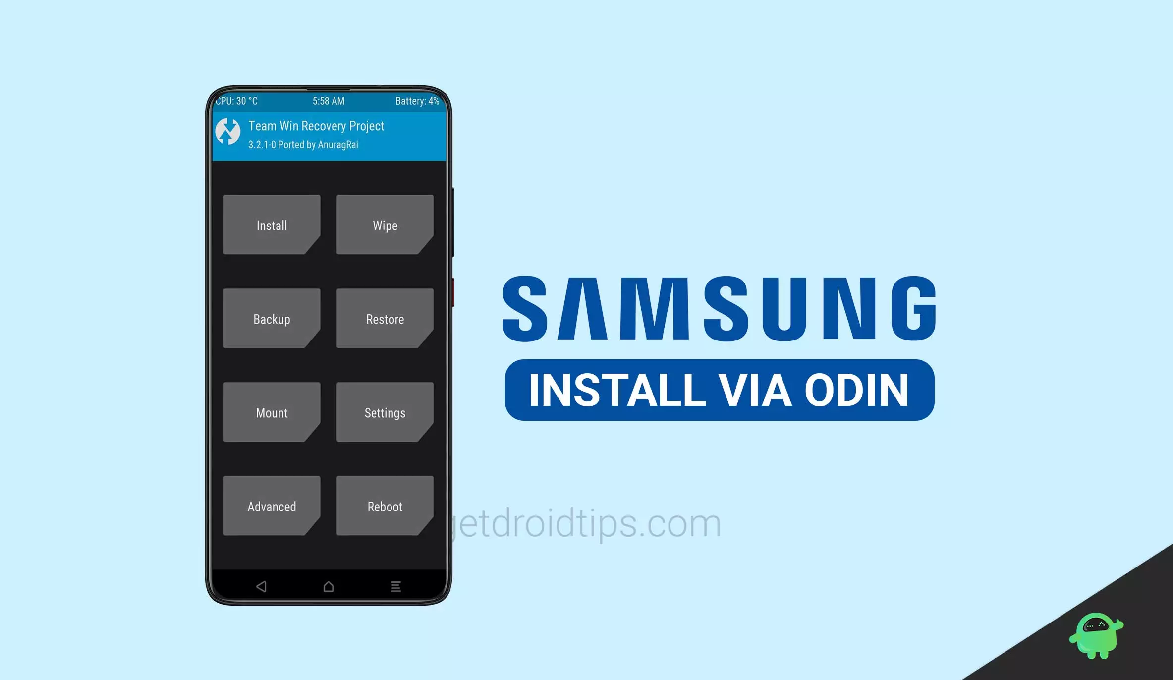 Kumaha Pasang Pamulihan TWRP dina Samsung nganggo ODIN