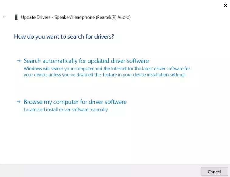 Windows d'actualització automàtica del controlador de so