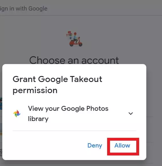 ອະນຸຍາດໃຫ້ Google Takeout