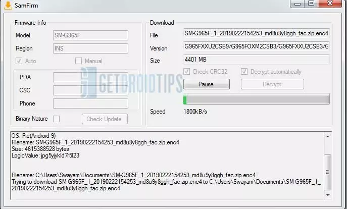 Unduh alat Samfirm v0.5.0 : Cara Menggunakannya untuk mengunduh Firmware Samsung 2276_5