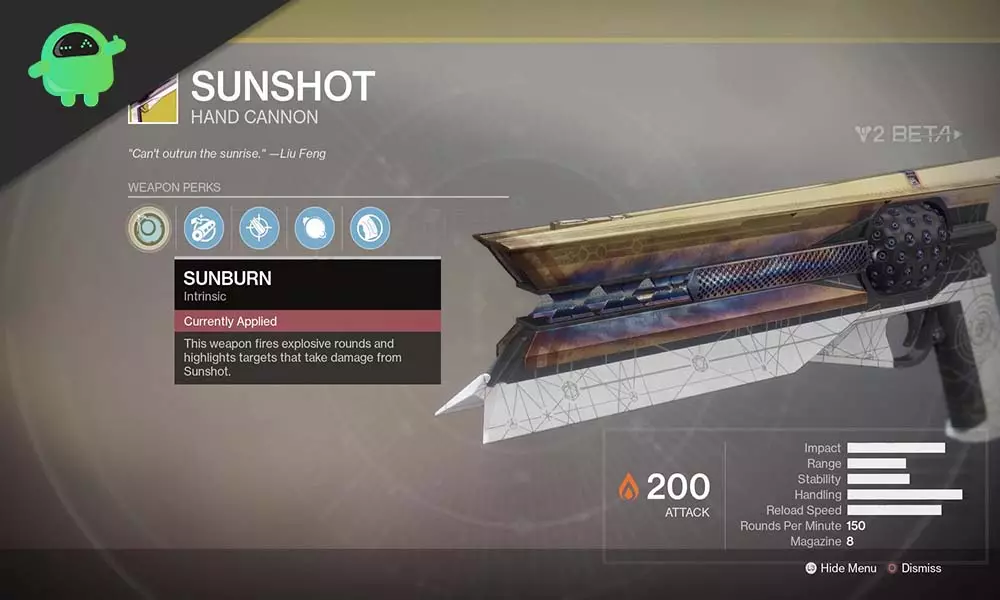 Comment obtenir un canon à main exotique Sunshot - Destiny 2 24446_1