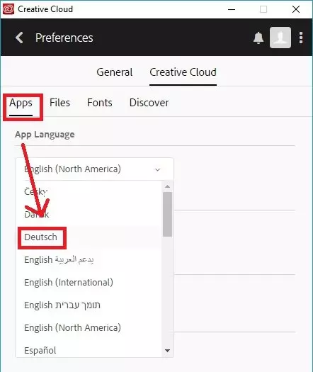 Kā mainīt valodu programmā Adobe Creative Cloud 25373_3