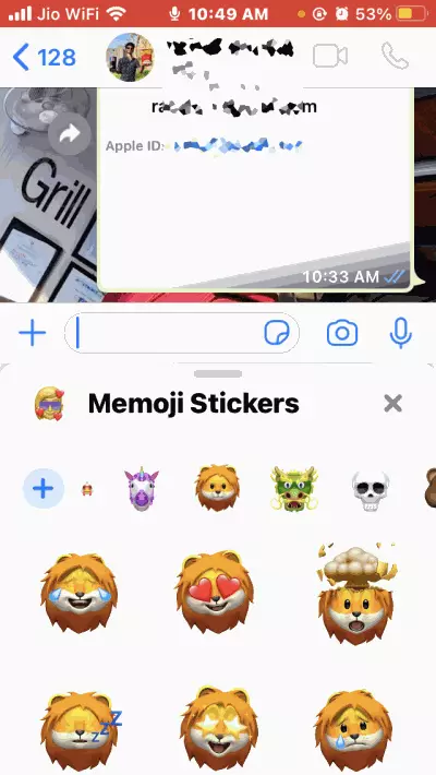 Bii o ṣe le Lo Awọn ohun ilẹmọ Memoji iMessage ni WhatsApp tabi Awọn ohun elo miiran 501_3