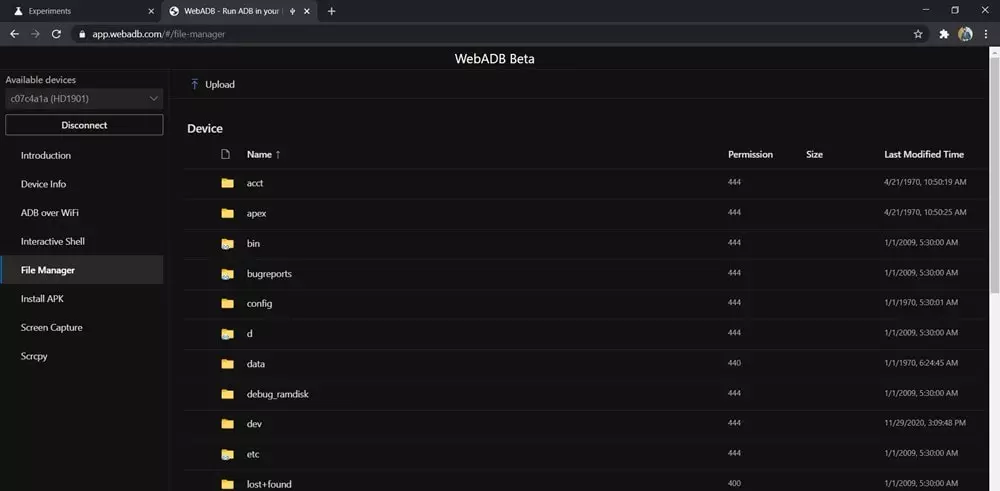 manajer file adb web browser