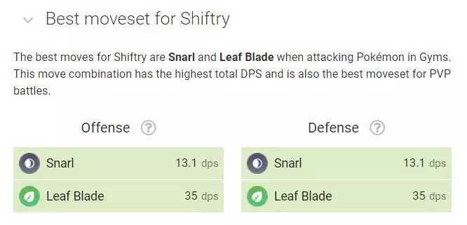 shiftry egiteko mugimendu multzo onena