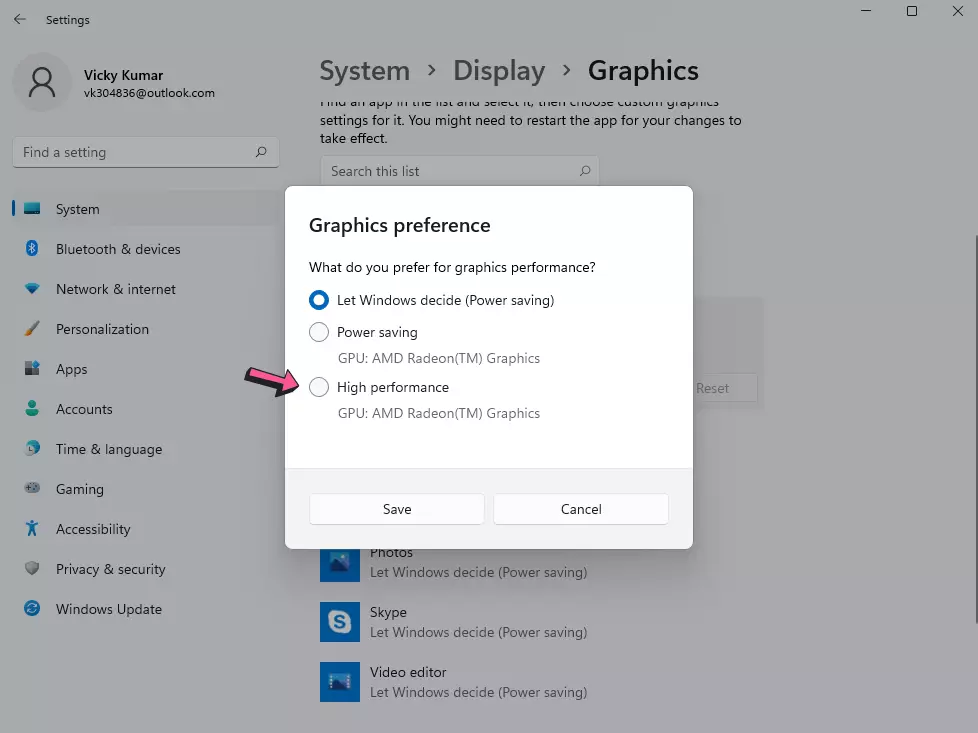 Windows 11 - Graphiques élevés