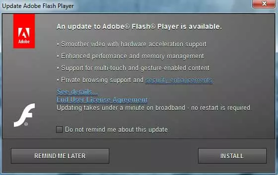 Aggiorna Adobe Flash Player