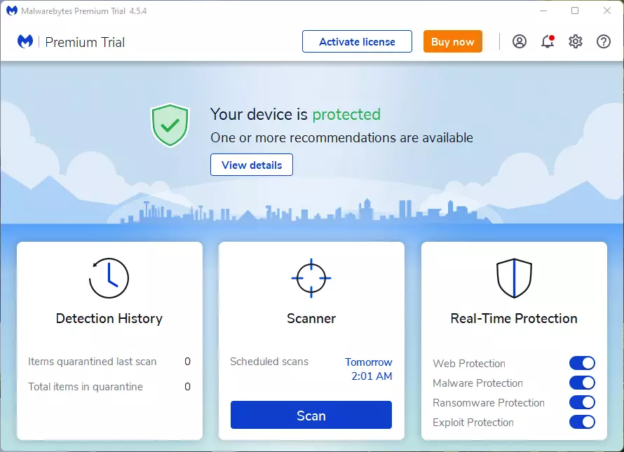 Malwarebytes プレミアム トレイル (1)