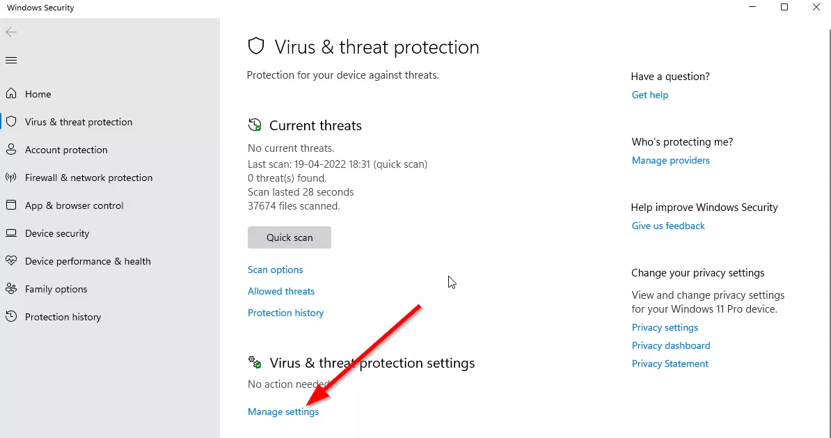 C: \ Awọn olumulo \ PC \ Ojú-iṣẹ \ Virus & Idaabobo irokeke Windows 11.png