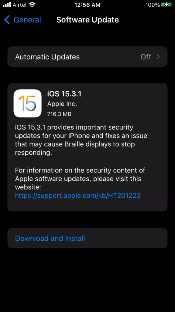 Sasisho la Programu ya iOS 15