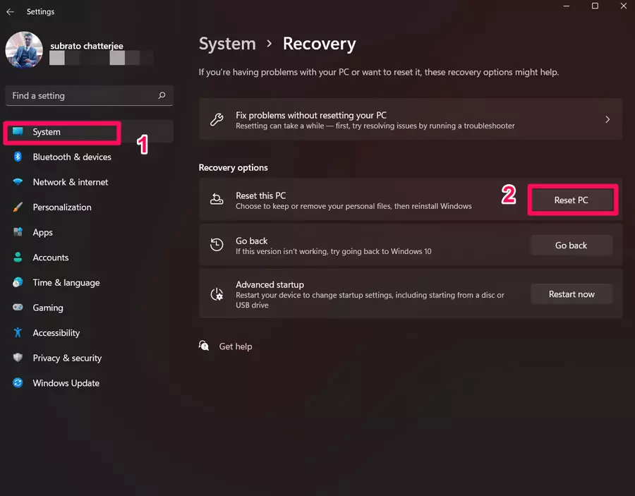 Reset pc iki kanggo ndandani masalah MSI Dragon Center ora bisa digunakake